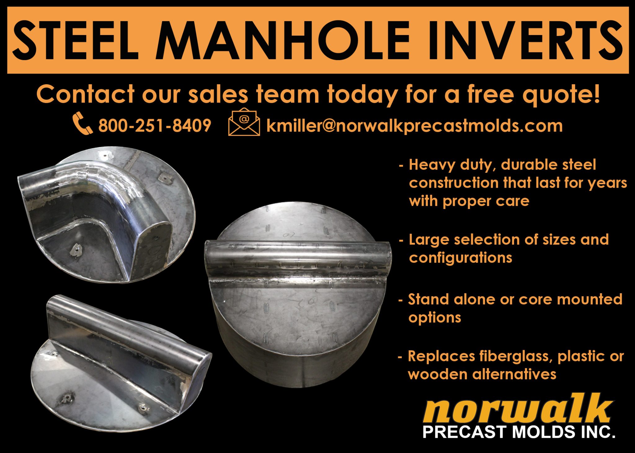 Steel Manhole Inverts - Norwalk Precast Molds